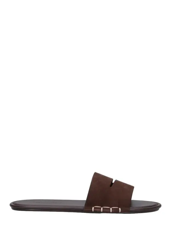 JW Anderson Split Cow Suede Leather Flat Slides - Brown