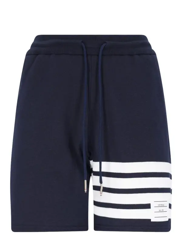 Thom Browne Cotton Joggers With Signature Stripes - Blue