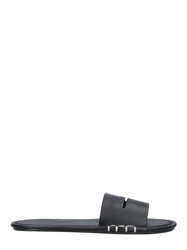 JW Anderson Flat Calf Leather Slide Sandals - Black