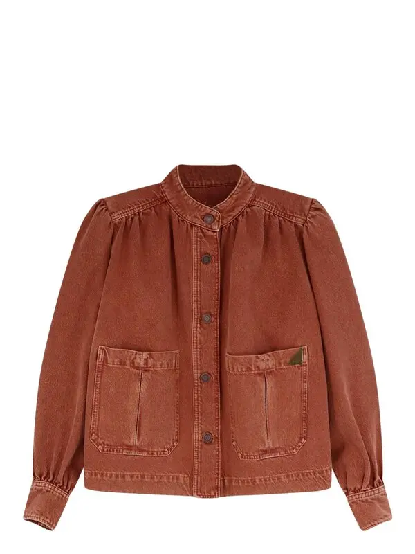 Chloé Long Puff Sleeve Denim Jacket With Gathered Trim - Multicolor