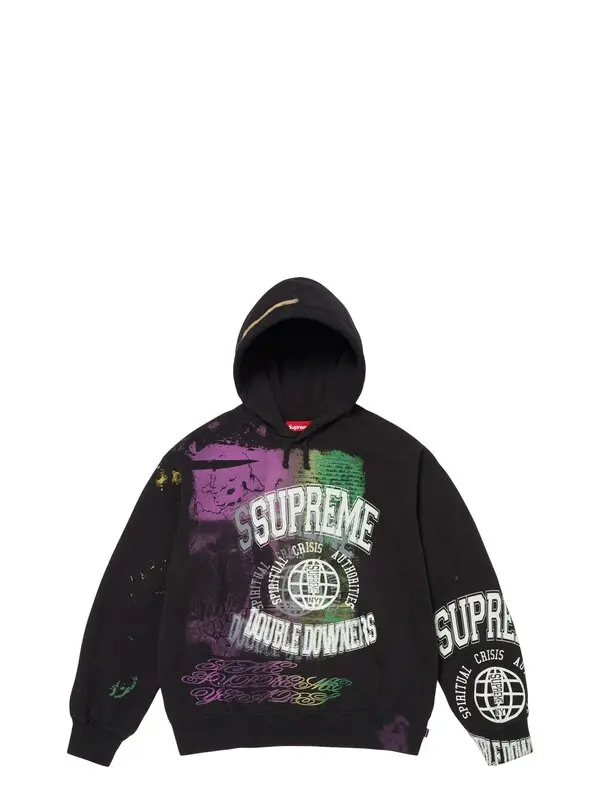 Supreme Overprint Hooded Sweatshirt - Black