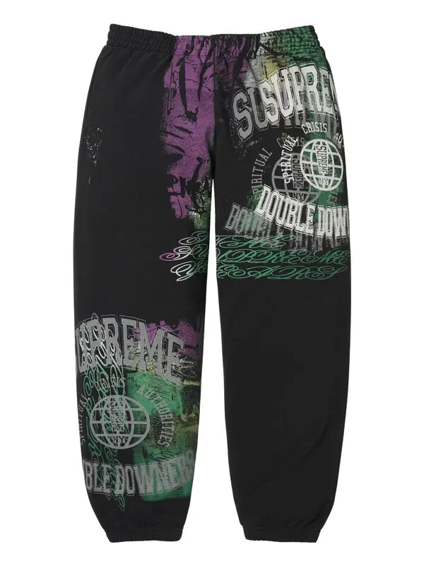 Supreme Graphic Print Sweatpants - Black