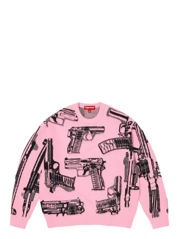 Supreme Graphic Print Crewneck Sweater - Pink