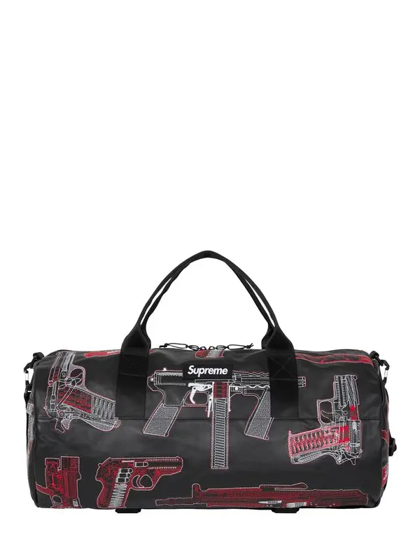 Supreme Guns Embroidered Leather Duffle Bag - Black