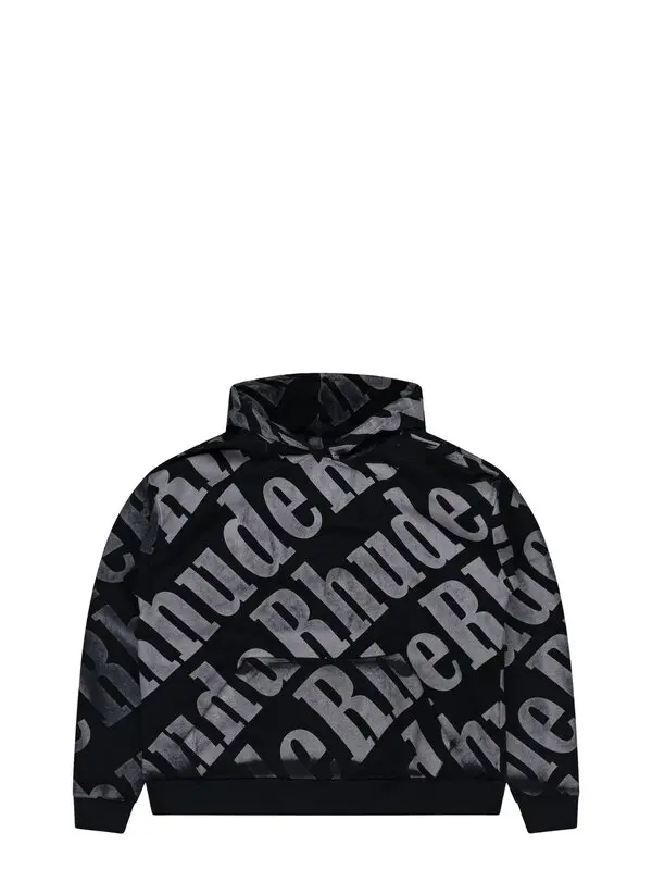 Rhude All-over Logo Hoodie - Black