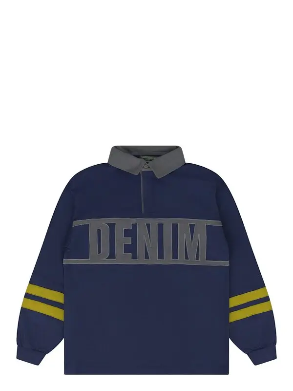 DENIM TEARS Sport Rugby Shirt With Graphic Detail - Blue