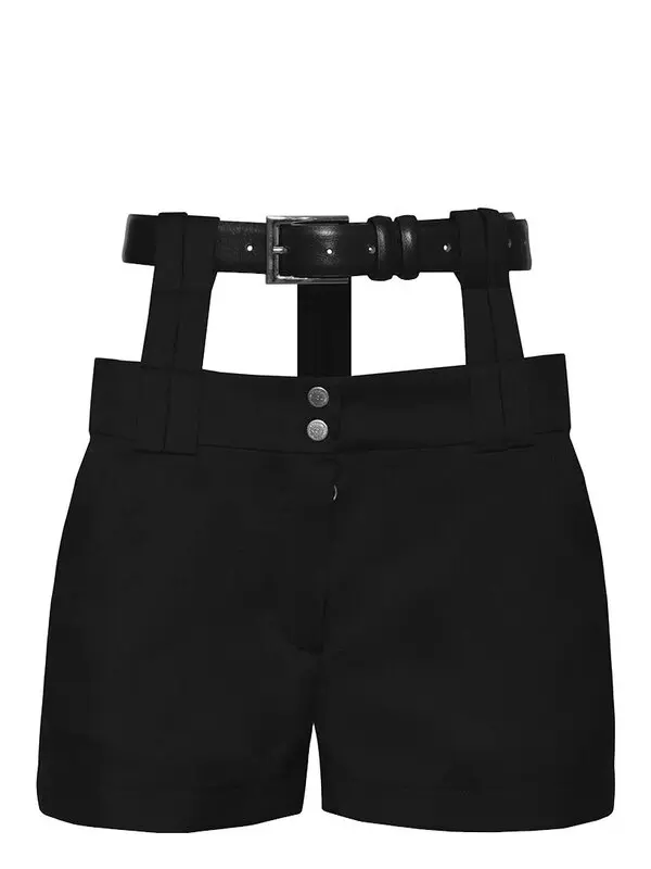 VESTIAIRE D'UN OISEAU LIBRE Suspended Waistband Shorts With Belt - Black