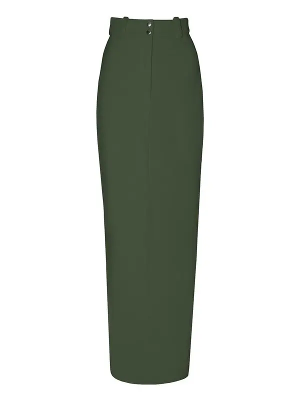 VESTIAIRE D'UN OISEAU LIBRE Khaki Cashmere Pencil Skirt - Green