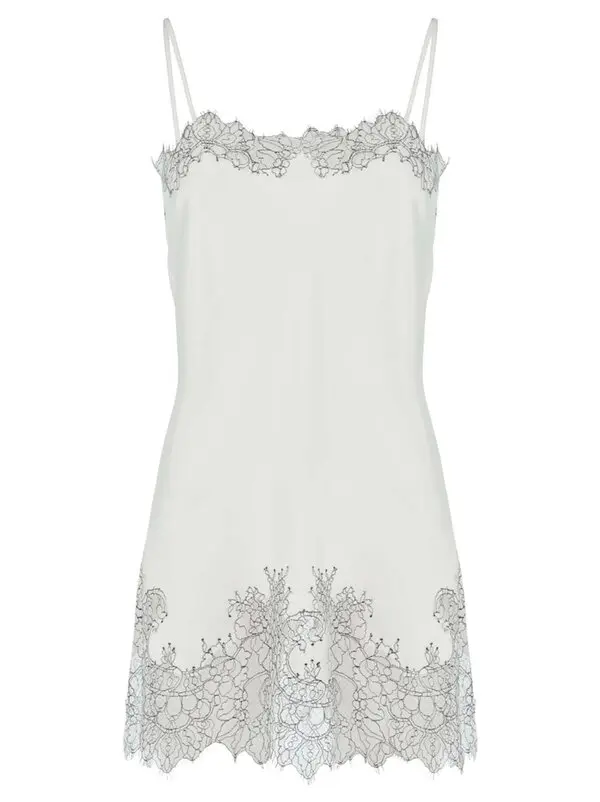 AVENUE 8 Lace Detailed Straight Neck Mini Slip Dress - White