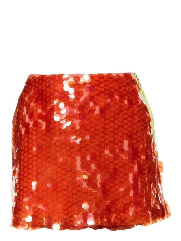 MIRIMALIST Sequin Mini Skirt - Red