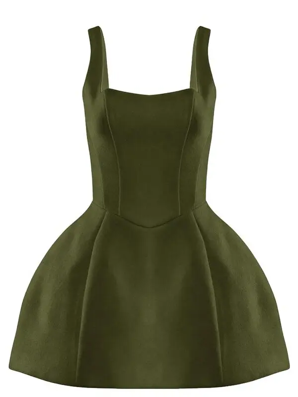 VESTIAIRE D'UN OISEAU LIBRE Kaki Structured Cashmere Dress - Green