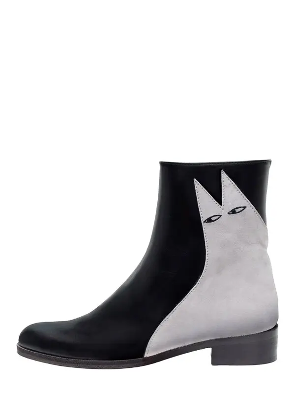 JOCIE JURITZ COLLECTION Black / Grey Etta Low Cat Boots - Black/grey