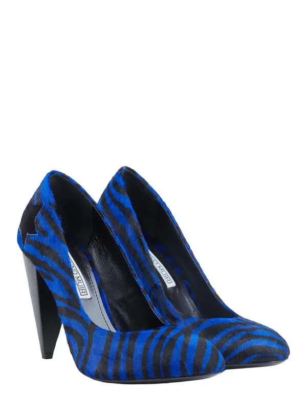 ROSAMUND MUIR LONDON Black / Blue India Blue & Black Zebra Print Calf Hair With Star Heels - Black/blue
