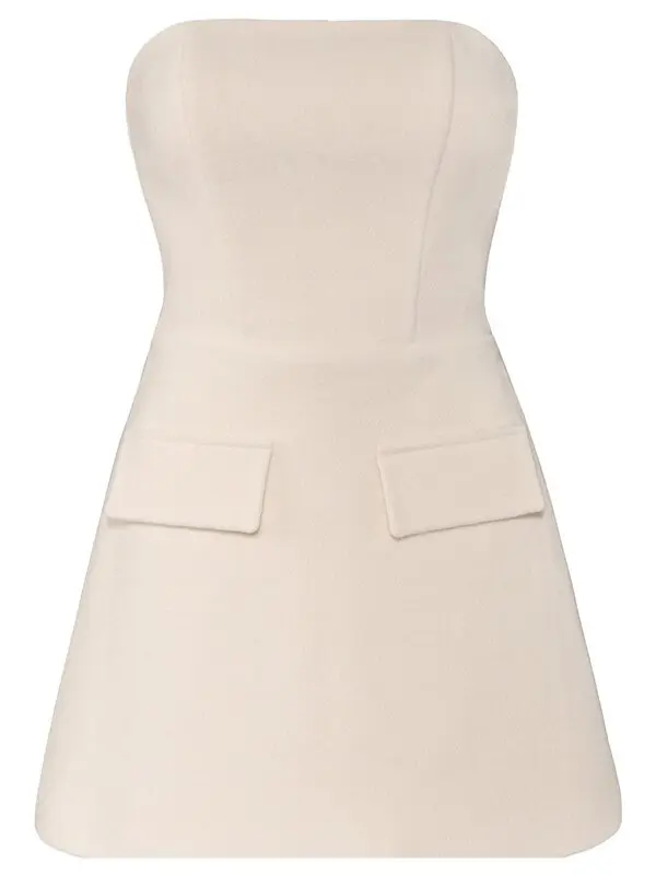 VESTIAIRE D'UN OISEAU LIBRE Wool Off-the-shoulder Dress - White