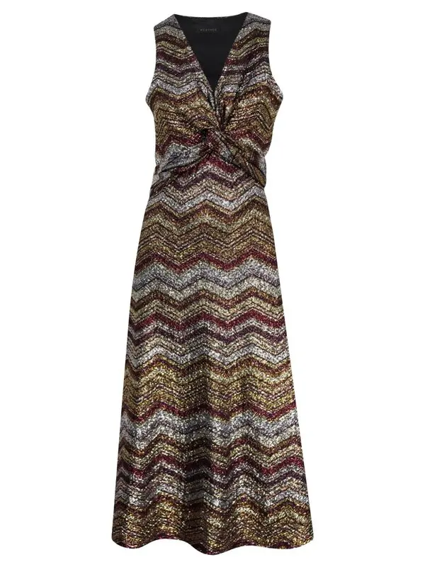 ME & THEE Near Or Far Metallic Stripe Dress - Gold