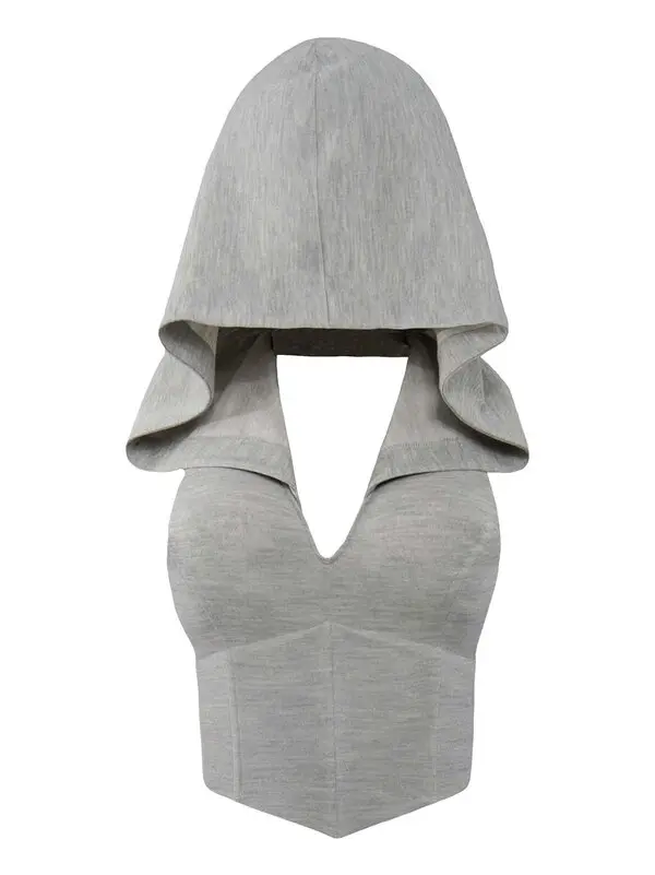 VESTIAIRE D'UN OISEAU LIBRE Jersey Hooded Corset - Grey