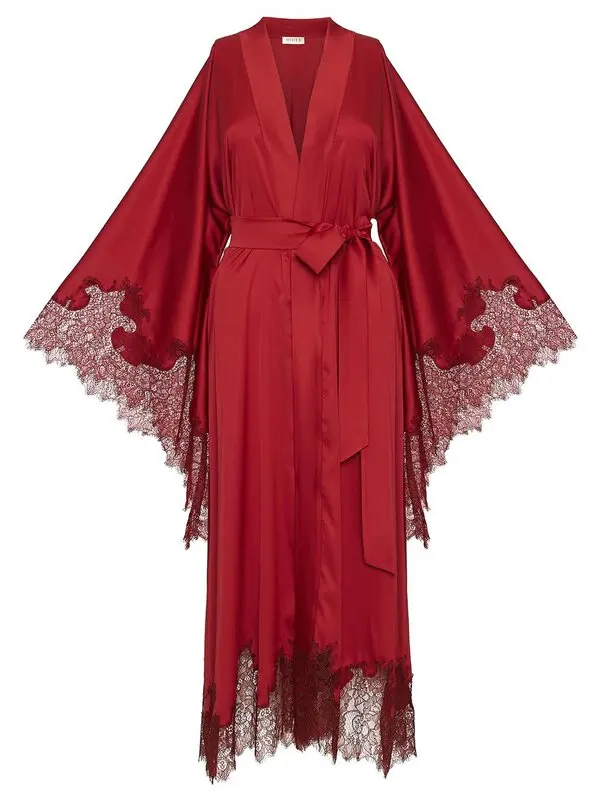 AVENUE 8 Lace Detailed Maxi Robe - Red