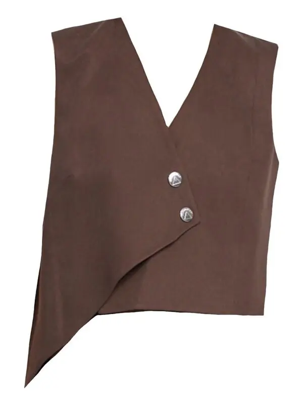 MIRIMALIST Asymmetrical Lyocell Vest - Brown