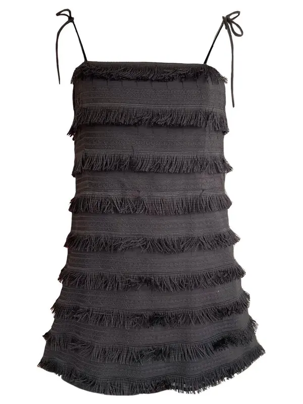MIRIMALIST Fringe Mini Dress - Black