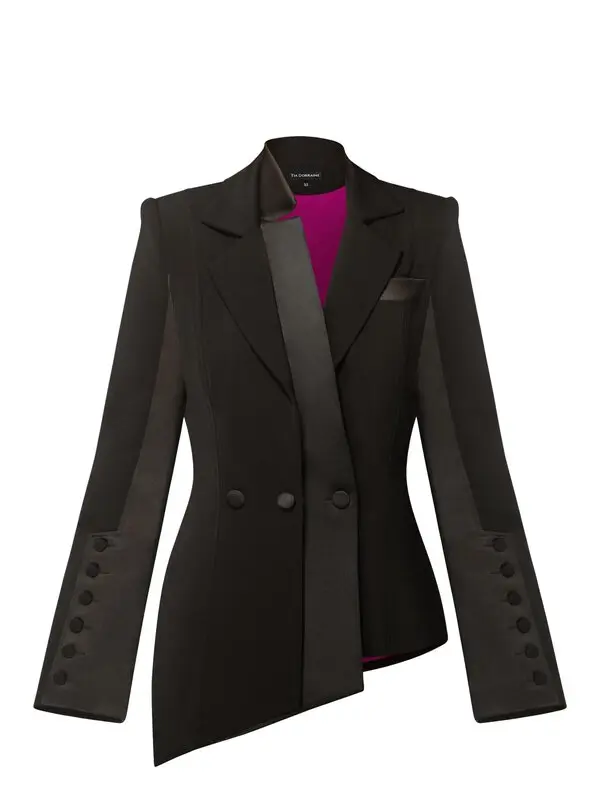 TIA DORRAINE Asymmetric Tailored Blazer - Black