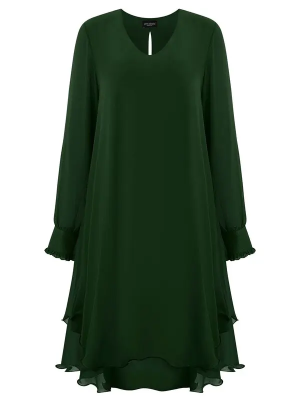 JAMES LAKELAND Long Sleeve Wave Hem Dress - Green