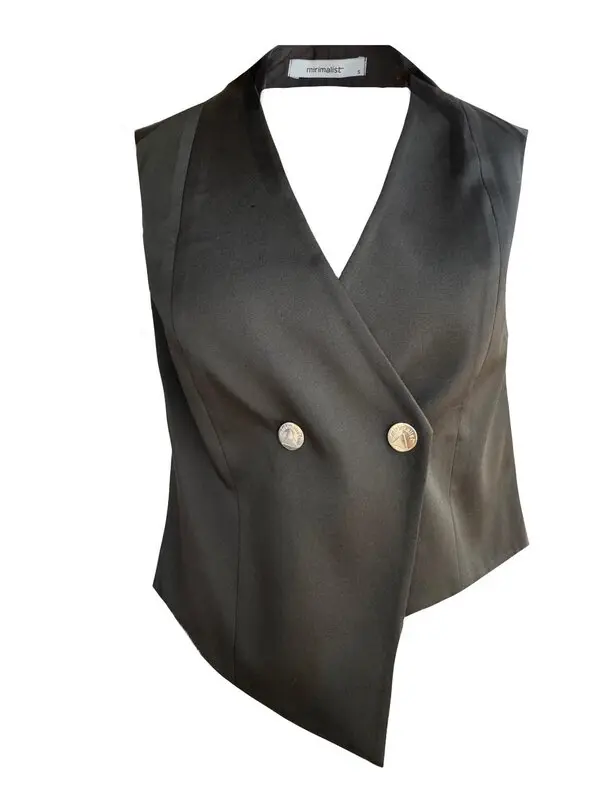 MIRIMALIST Double Breasted Vest - Black