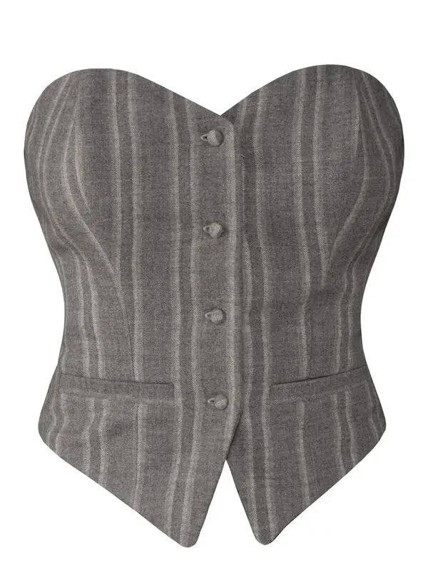VESTIAIRE D'UN OISEAU LIBRE Stripes Wool Corset - Grey