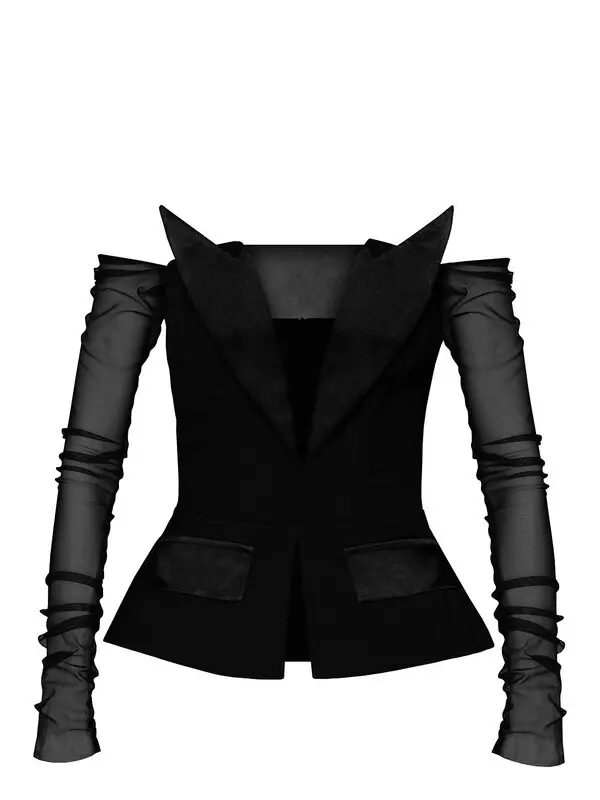 VESTIAIRE D'UN OISEAU LIBRE Tuxedo Corset Top - Black