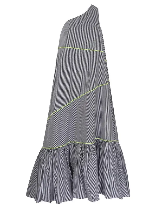 MIRIMALIST Janset Striped One Shoulder Maxi Dress - White