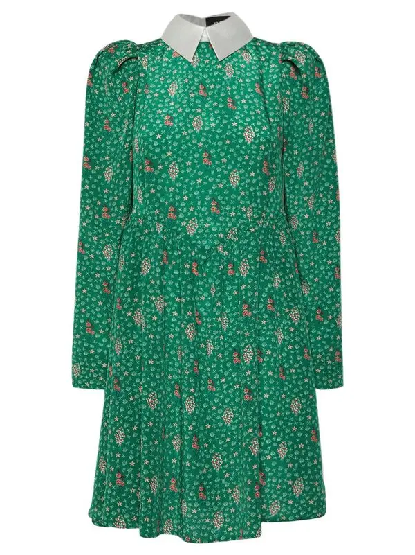 SVETA MILANO Limited Edition Silk Crêpe De Chine Floral Dress - Green