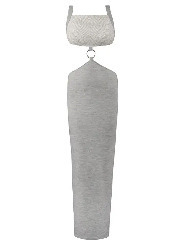 VESTIAIRE D'UN OISEAU LIBRE Open-back Dress In Wool Jersey And Alpaca Wool - Grey