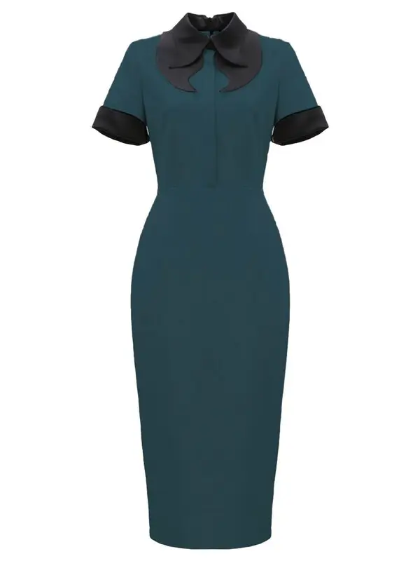 JULIA ALLERT Fitted Midi Short Sleeve Dress - Green