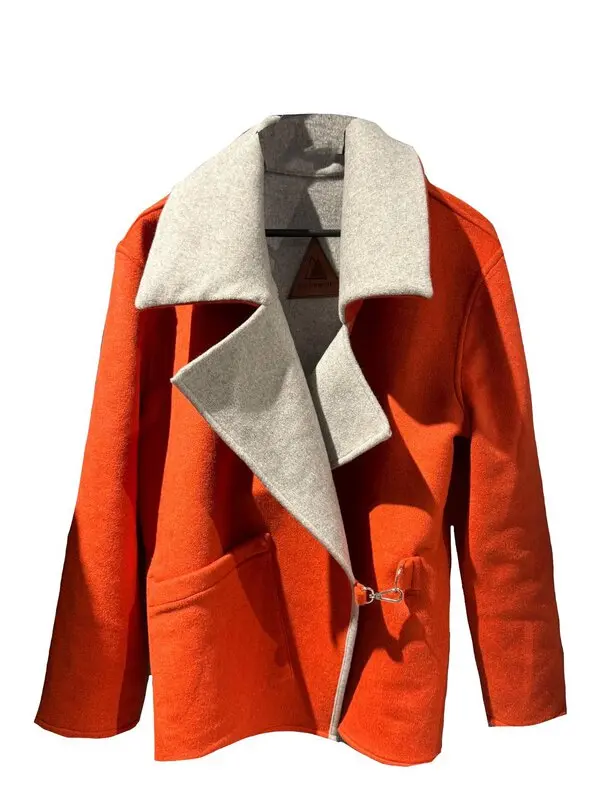 MIRIMALIST Reversible Wool Coat - Grey/red