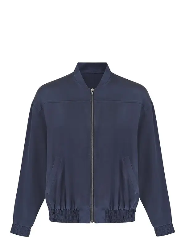 THE SUMMER EDIT Poppy Silk Bomber Jacket - Blue