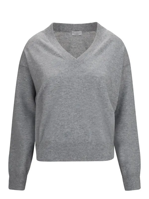 Brunello Cucinelli Cashmere V-neck Sweater - Gray