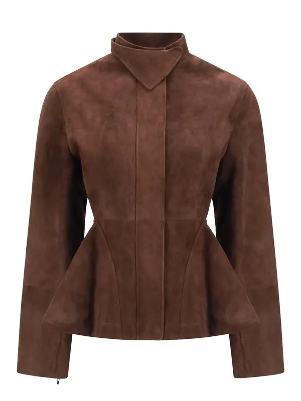 Alaïa Suede Goatskin Peplum Jacket - Brown