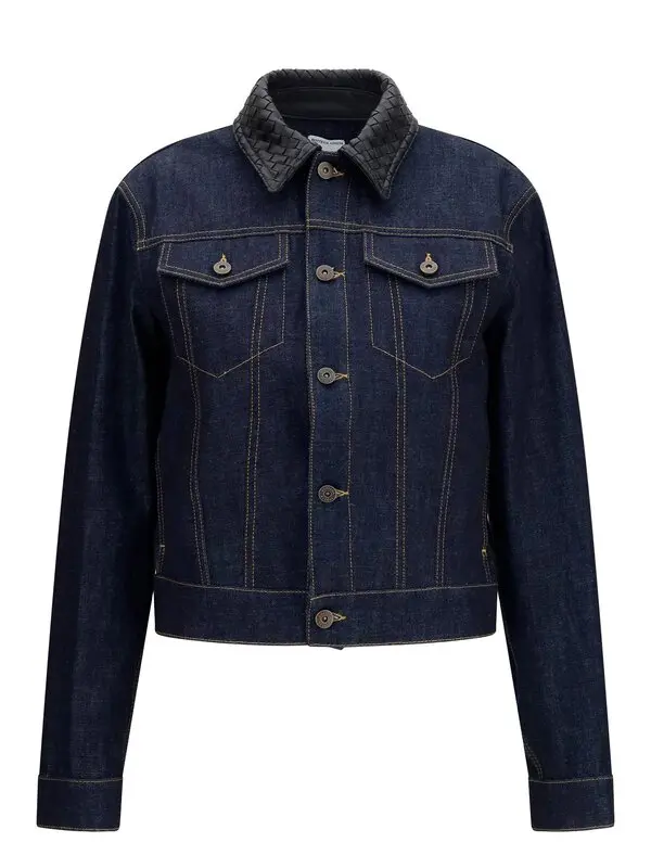 Bottega Veneta Denim Jacket With Classic Collar - Blue