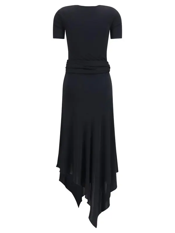 Alaïa Belted Jersey Midi Dress - Black