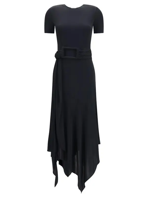 Alaïa Belted Jersey Midi Dress - Black
