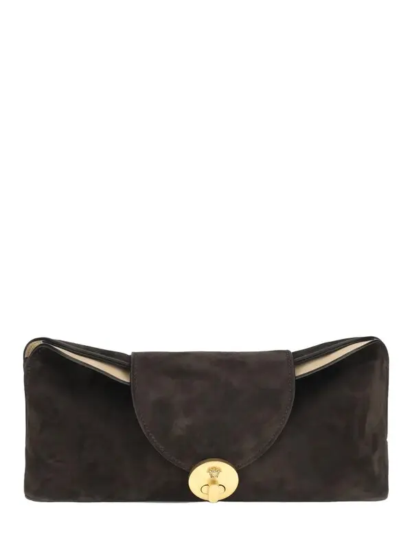 Versace Vivian Suede Pouch With Turn-lock Closure - Brown