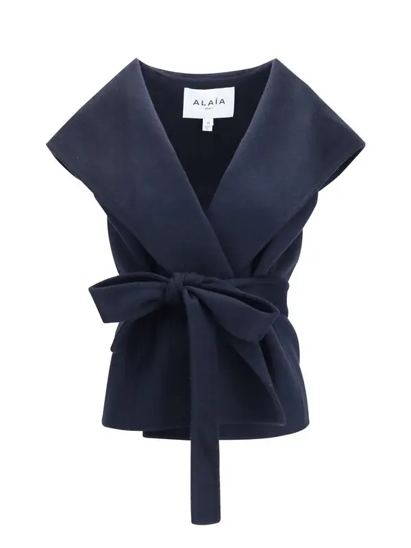 Alaïa Hooded Cashmere Jacket - Blue