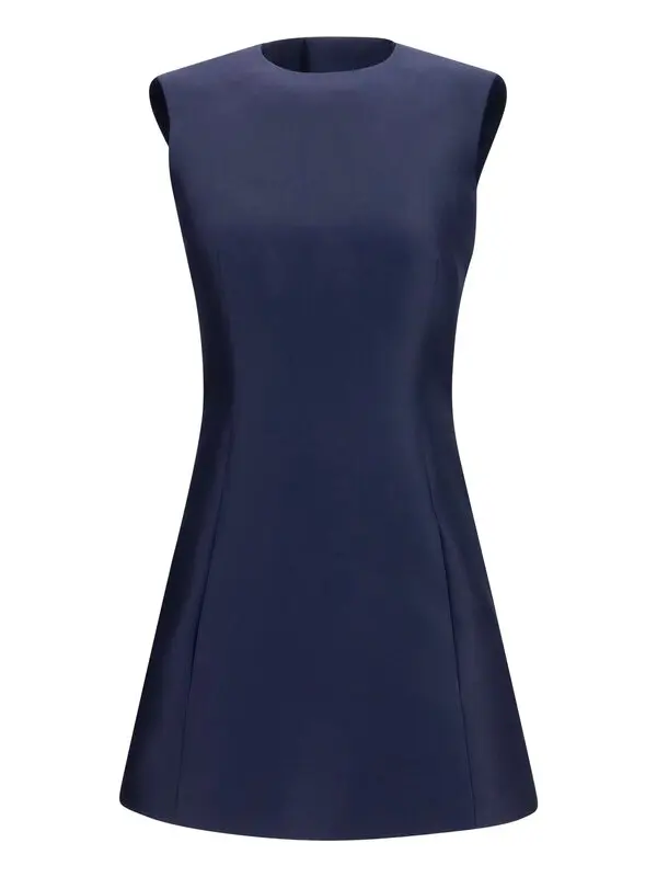 Balenciaga A-line Mini Dress With Gold Tone Button Closure - Blue