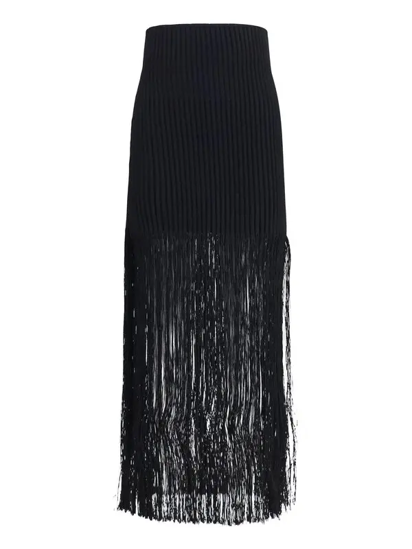 Alaïa Fringe Knit Pencil Skirt - Black
