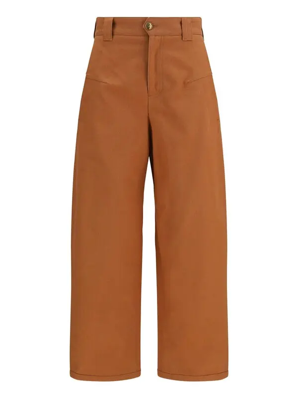 Chloé Cotton Canvas Barrel-leg Pants - Orange