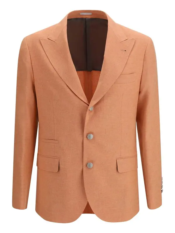 Brunello Cucinelli Deconstructed Jacket In Mouliné Fabric - Orange