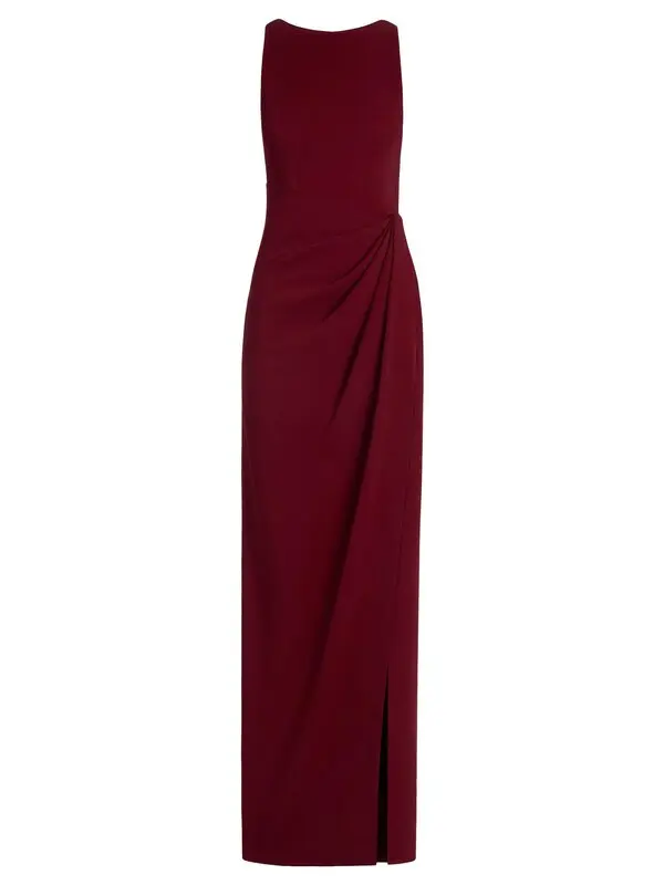 Oscar De La Renta Sleeveless Draped Waist Gown - Red