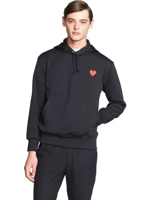 Comme Des Garçons Hoodie With Heart Appliqu - Black