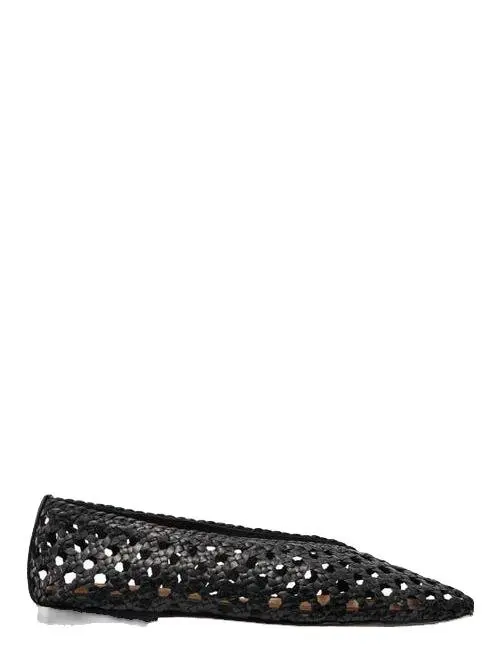MARGAUX LONNBERG Woven Paz Flat - Black Leather