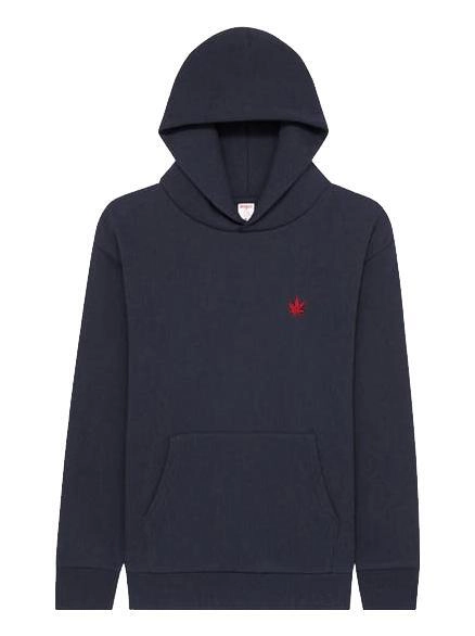 BOAST Fleece Hoodie With Embroidered Leaf Logo - Navy