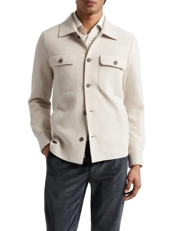Eleventy Boiled Wool Overshirt - Sand